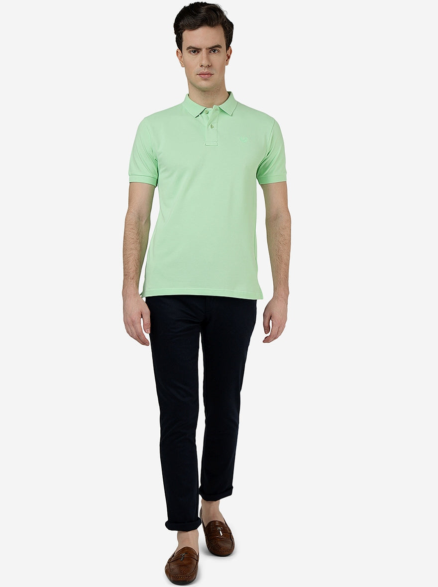 Light Green Solid Slim Fit Polo T-Shirt | Greenfibre – JadeBlue