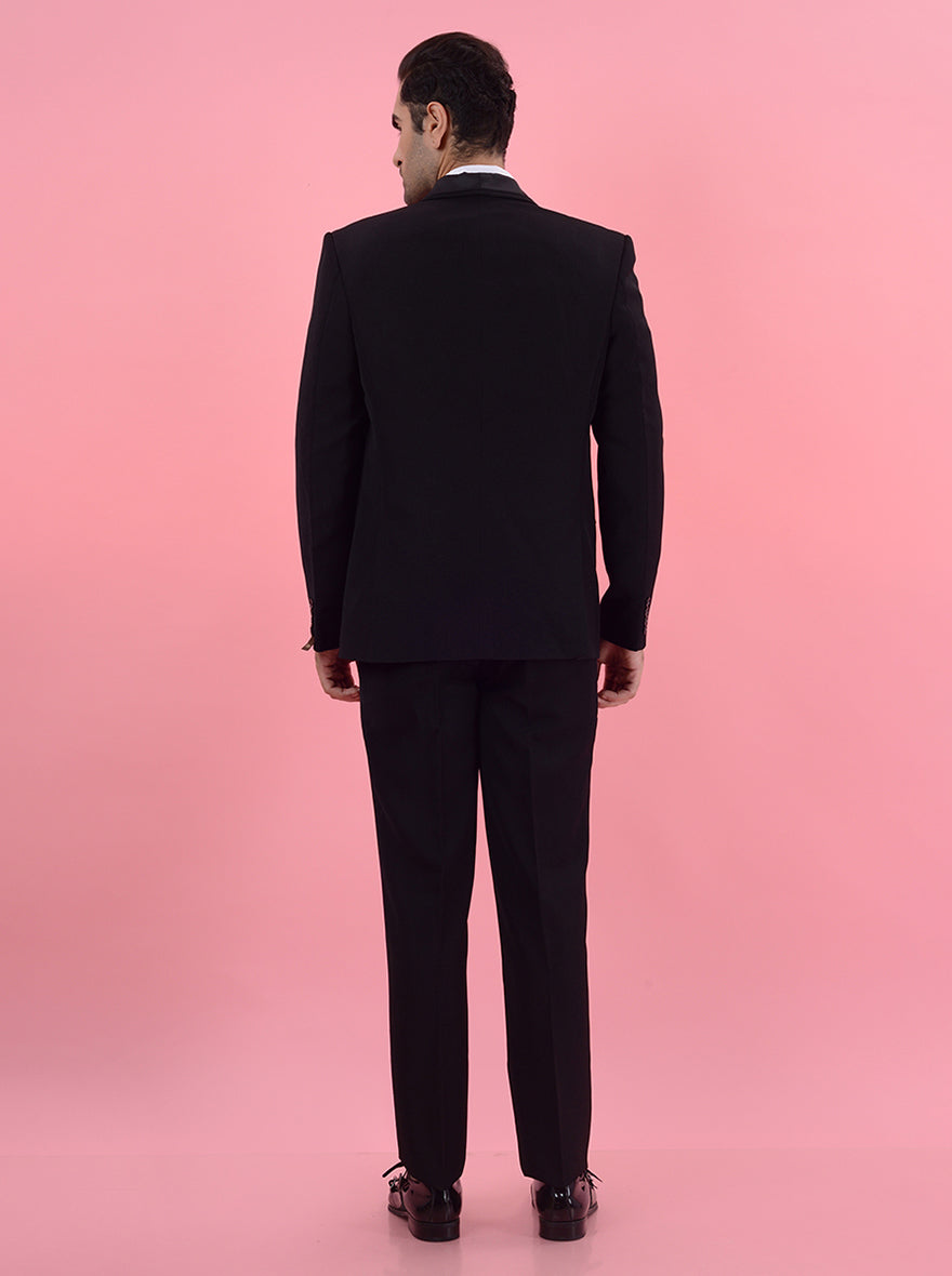 JadeBlue Polynosic Regular Fit Black Solid Suit | Classic Cut Full ...