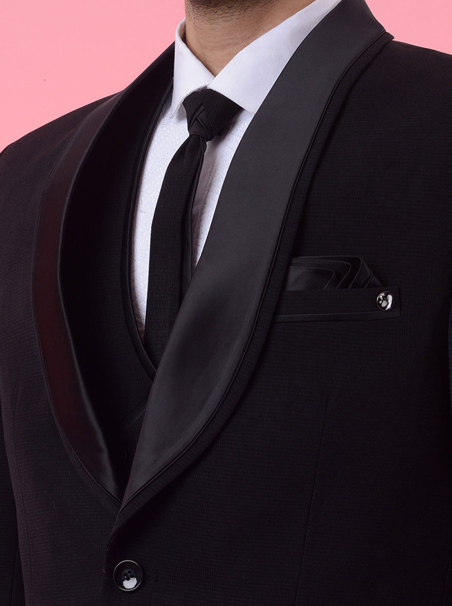 JadeBlue Polynosic Regular Fit Black Solid Suit | Classic Cut Full ...