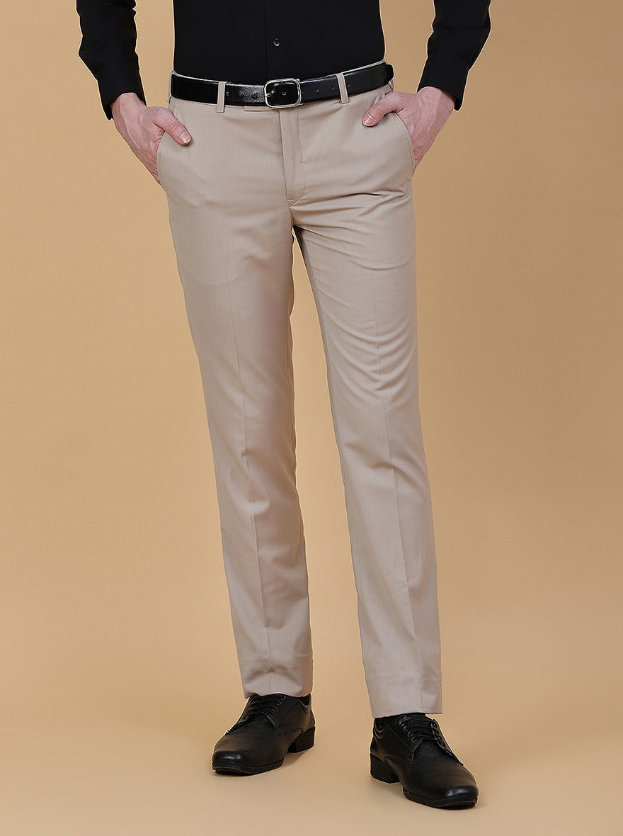 Metal Beige Slim Fit Formal Pants for Men | Elegant Terry Rayon Men's ...