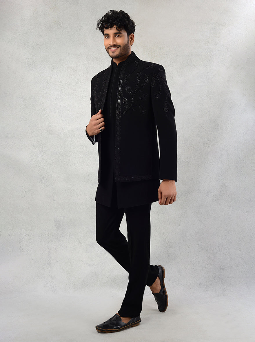 TULA Black Embroidered Jodhpuri Suit for Men | Stylish Sun Silk Ethnic ...