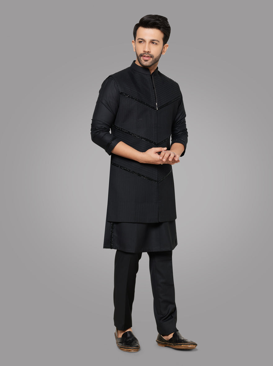 Black Kurta Pajama with Koti | TULA – JadeBlue