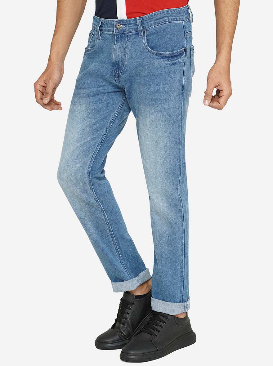 Buy Blue Washed Straight Fit Jeans | Greenfibre – JadeBlue