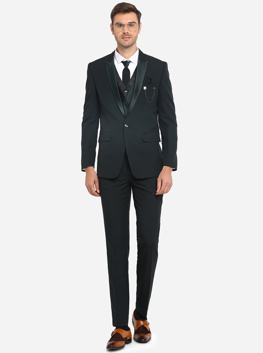 Bottle Green Suit for Men - Solid & Terry Rayon Regular Fit | JadeBlue