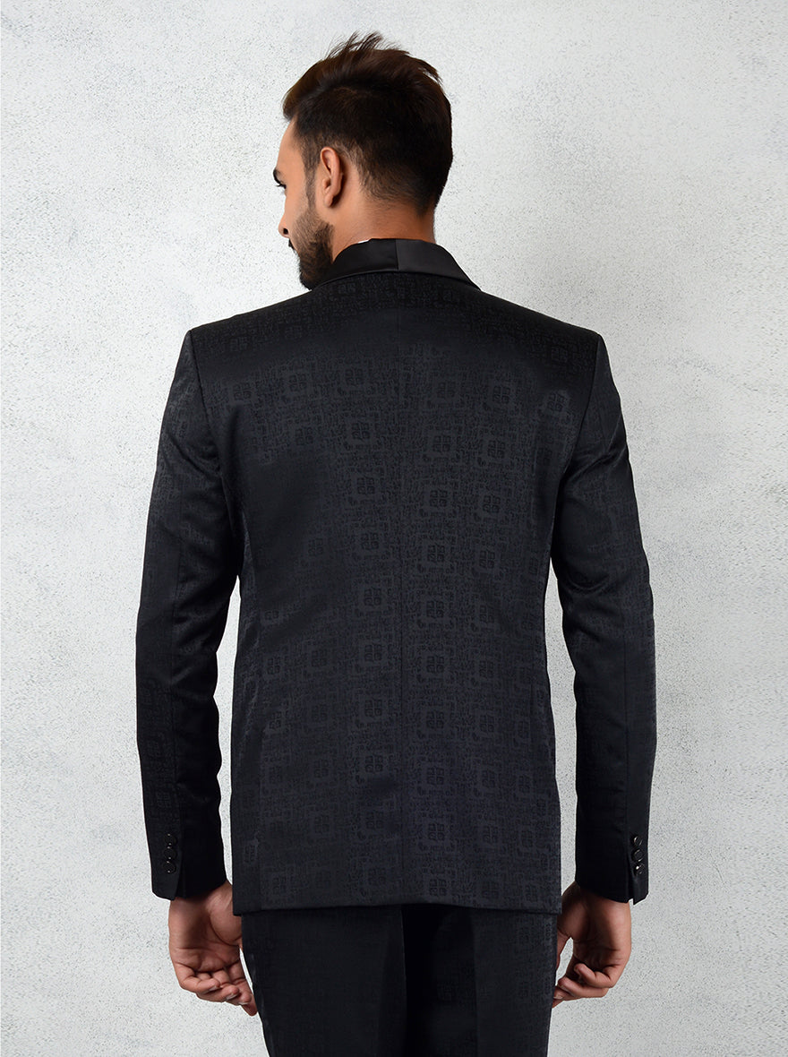 Black Suit for Men - Self Textured & Jacquard Regular Fit | JadeBlue